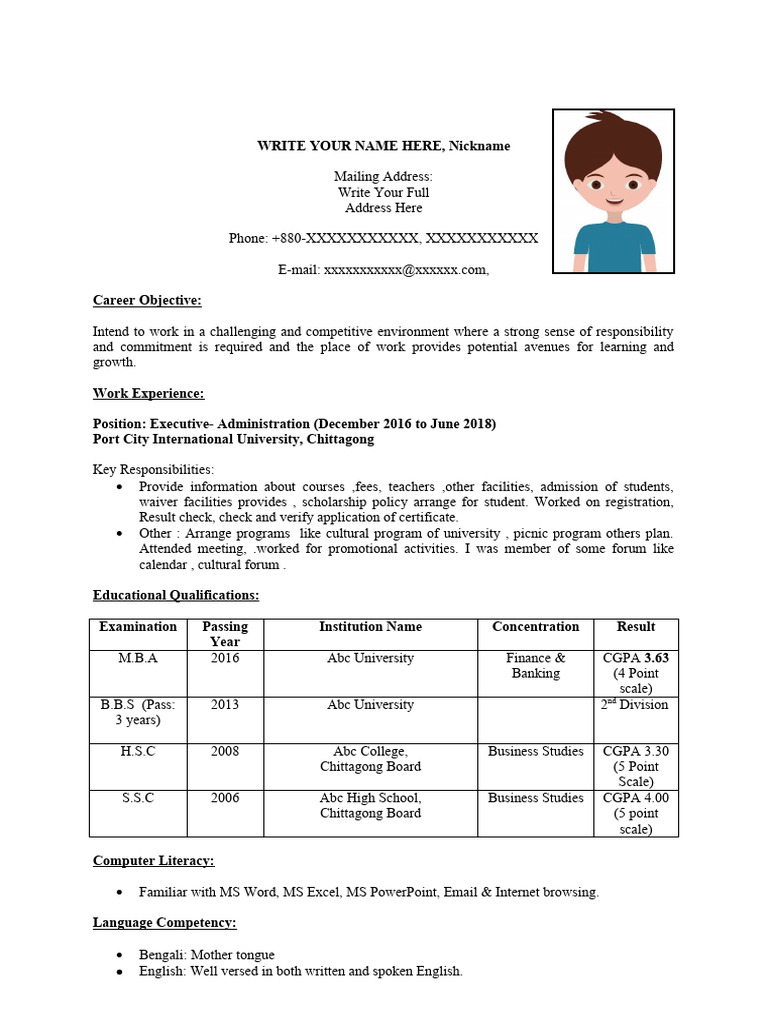 Common CV Format 02 - rOf1ZJpPtpOezYm | PDF