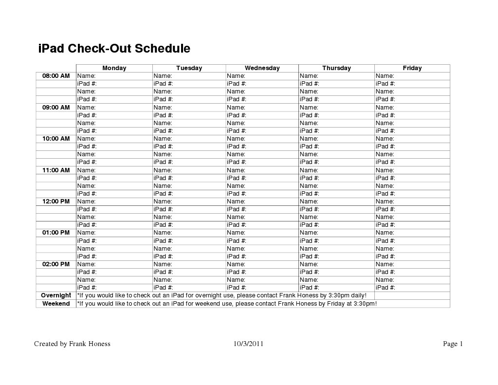 Ipad Schedule | PDF
