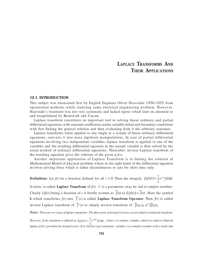12 - Laplace Transforms and Their Applications | PDF | Equations | Laplace Transform