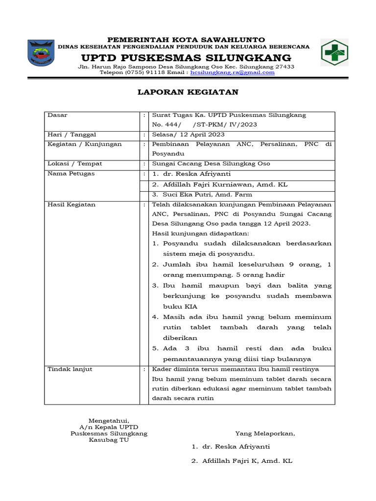 Laporan BOK Kunjungan Pembinaan Pelayanan ANC | PDF