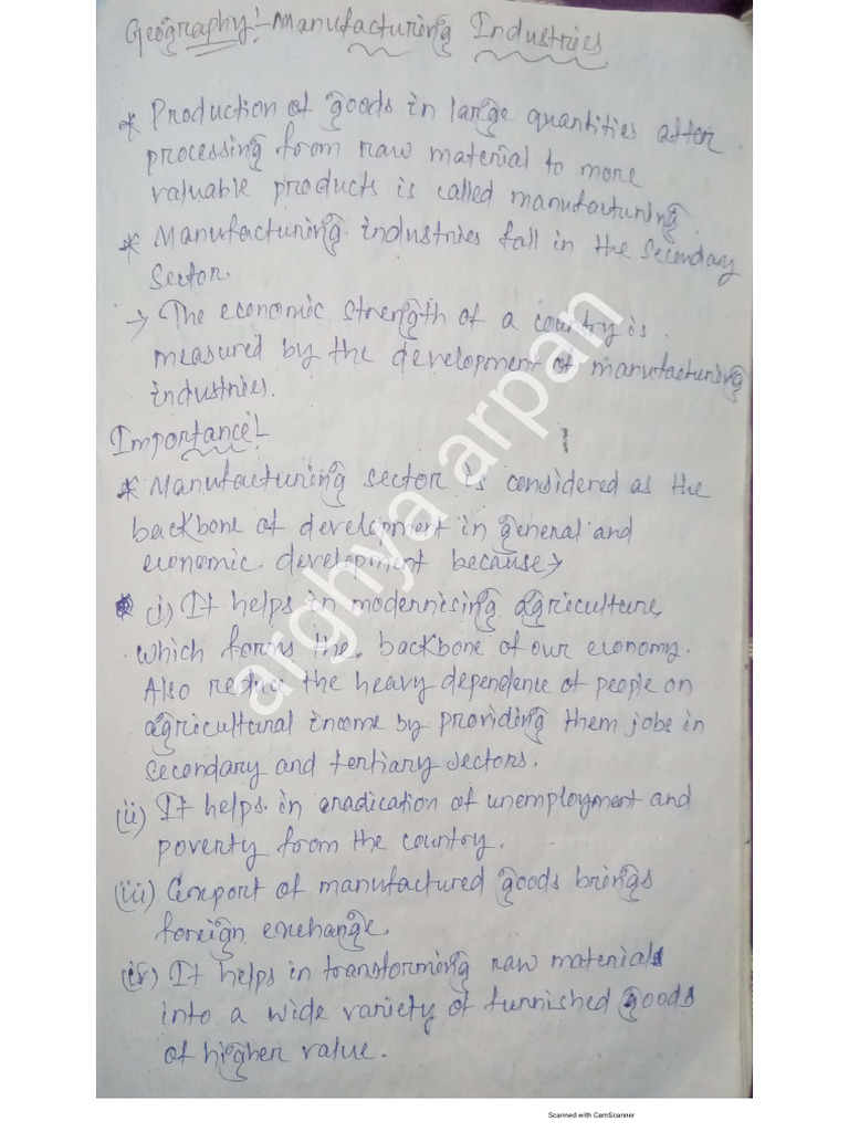 Manufacturing Industries Class 10 | PDF