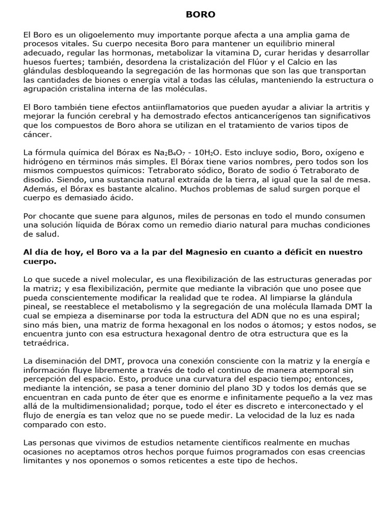 Beneficios del Boro para la Salud | PDF