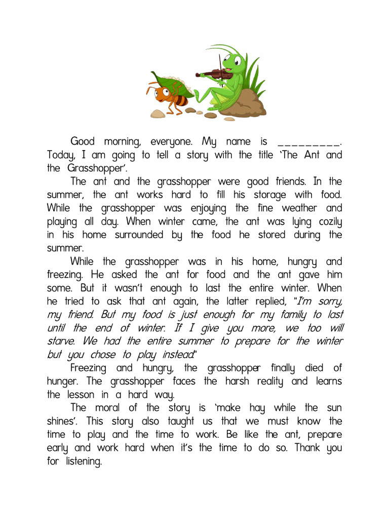 The Ant and The Grasshopper | PDF