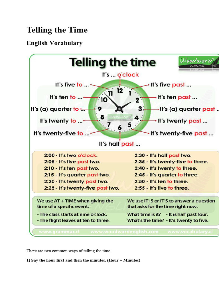 Telling Time | Download Free PDF | Hour | Syntax