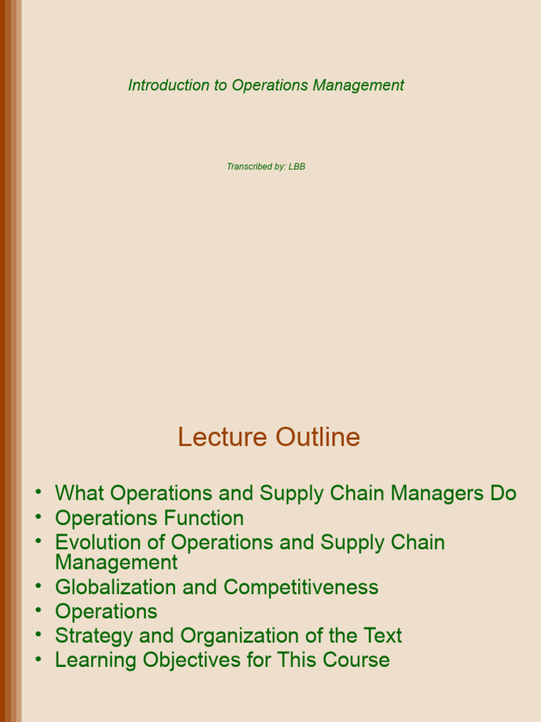 Intro To Operations Management | PDF | Business