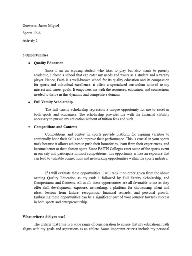 Guevarra, Justin Miguel (Sports 12-A) | PDF | Entrepreneurship | Cognition