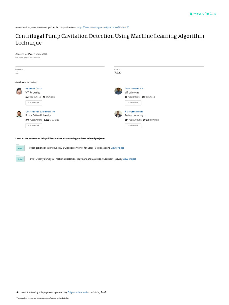 Centrifugal Pump Cavitation Detection Using Machine Learning Algorithm Technique - SVM ...