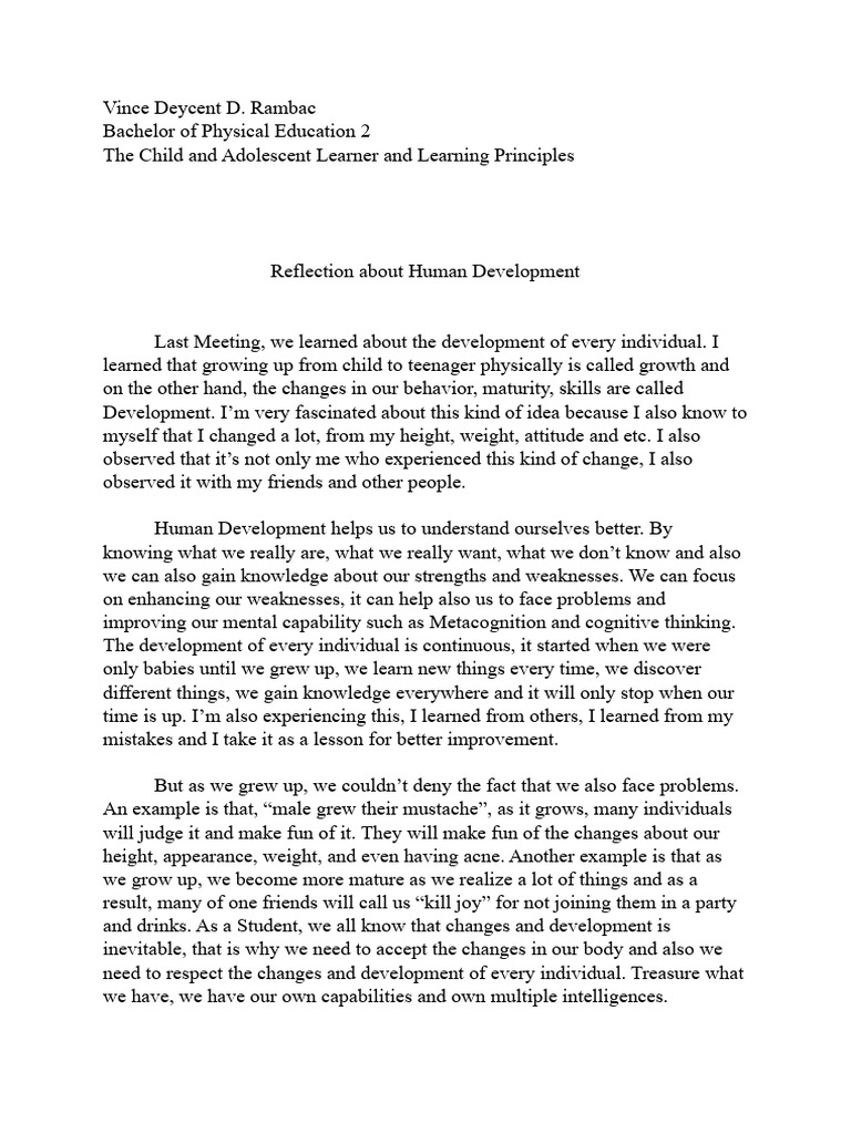 Reflection in Child and Adolescent | PDF