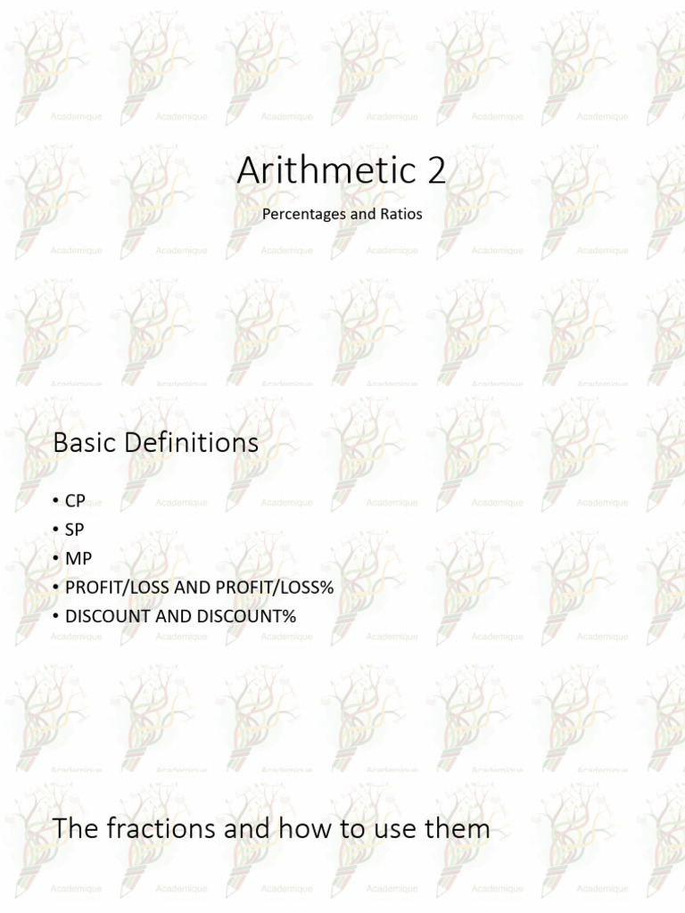 Arithmetic 2 Percentages and Ratios | PDF