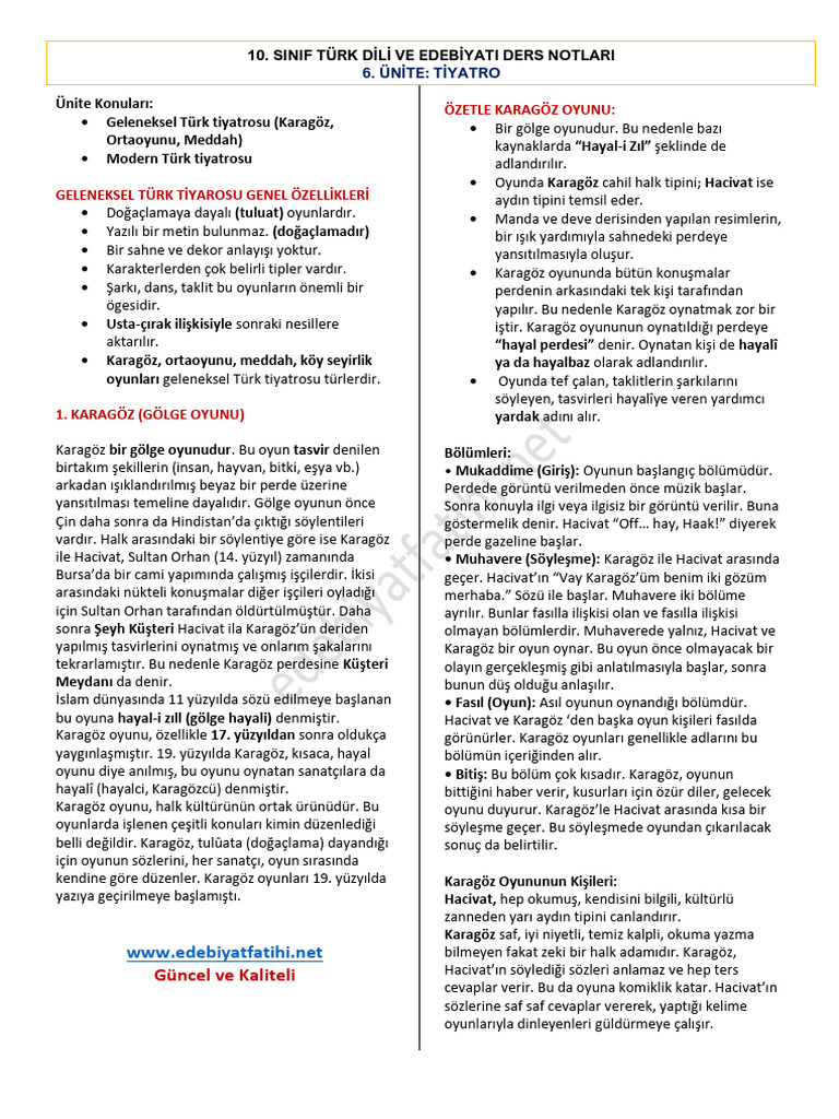 10.sinif Tiyatro Ders Notlari | PDF 10.sinif Tiyatro Ders Notlari | PDF