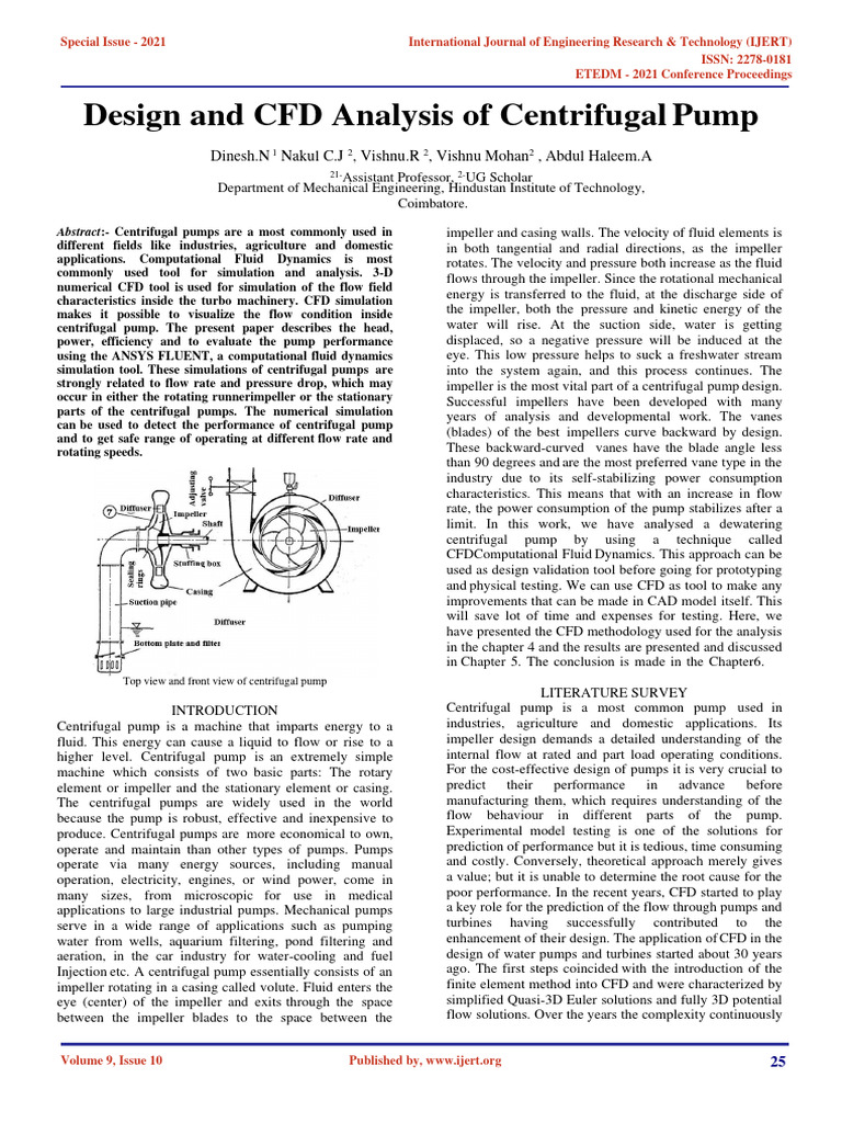 Design and CFD Analysis of Centrifugal Pump IJERTCONV9IS10007 | PDF