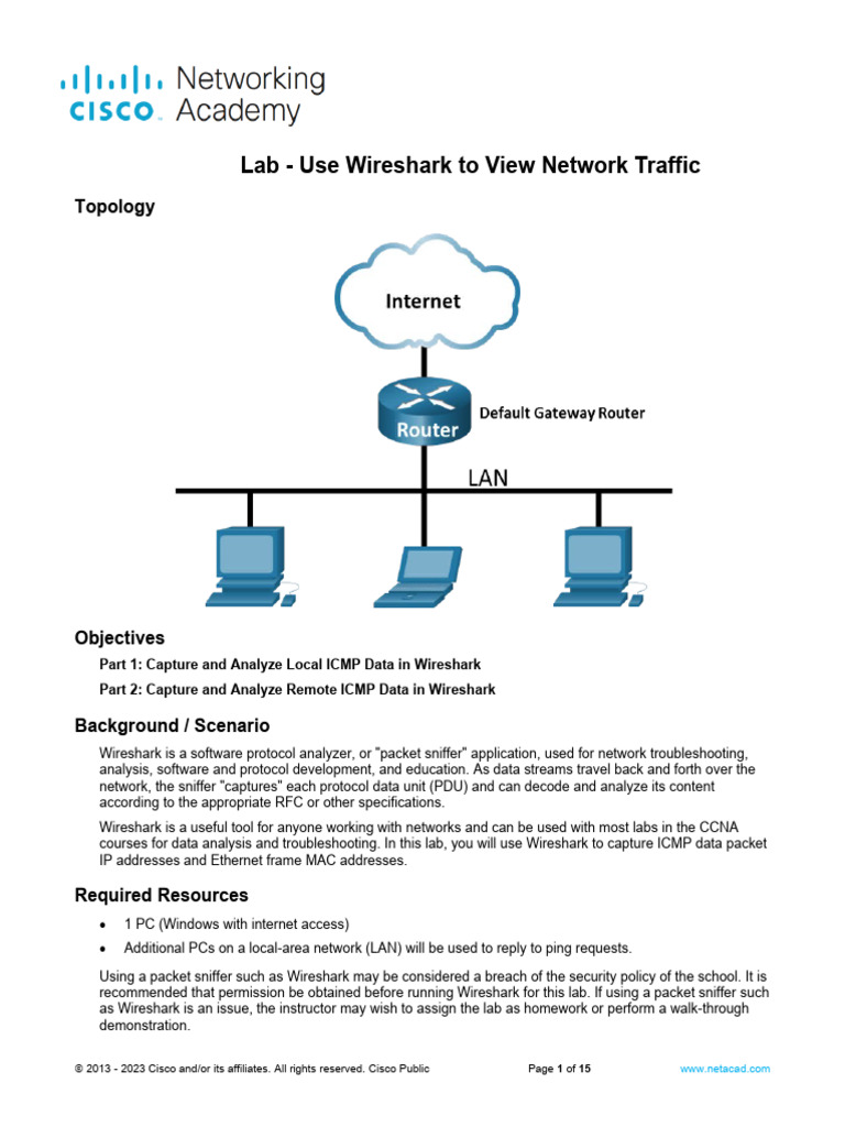 3.7.10 Lab Use Wireshark To View Network Traffic | PDF | Ip Address | Cyberspace