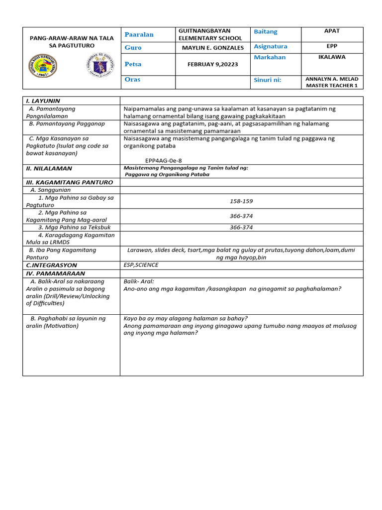 Cot - DLP - Epp 4 by Maylin E.gonzales | PDF