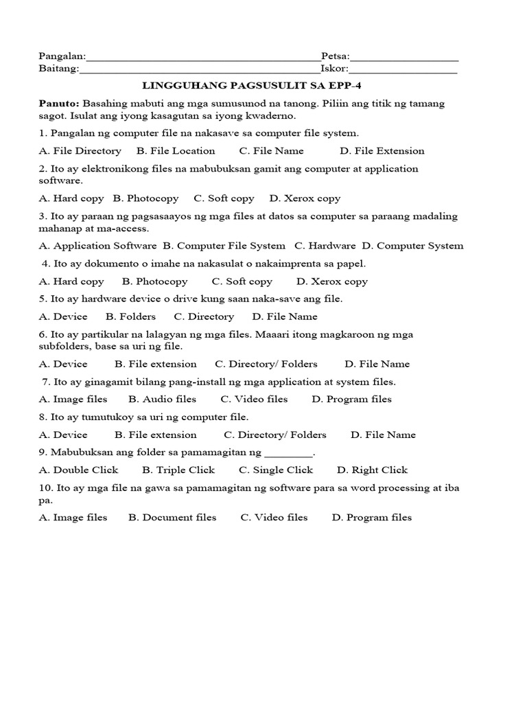 Lingguhang Pagsusulit Sa ICT | PDF