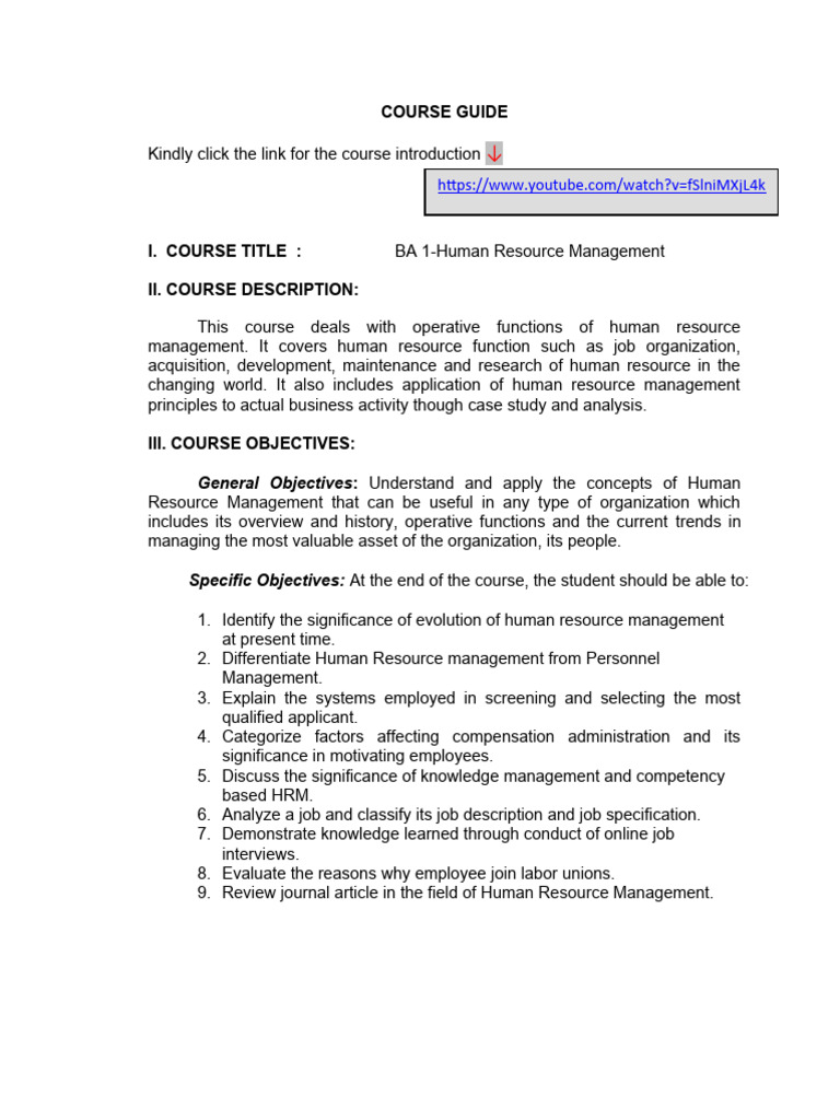 Module 1 BA1 HRM | PDF | Motivation | Motivational