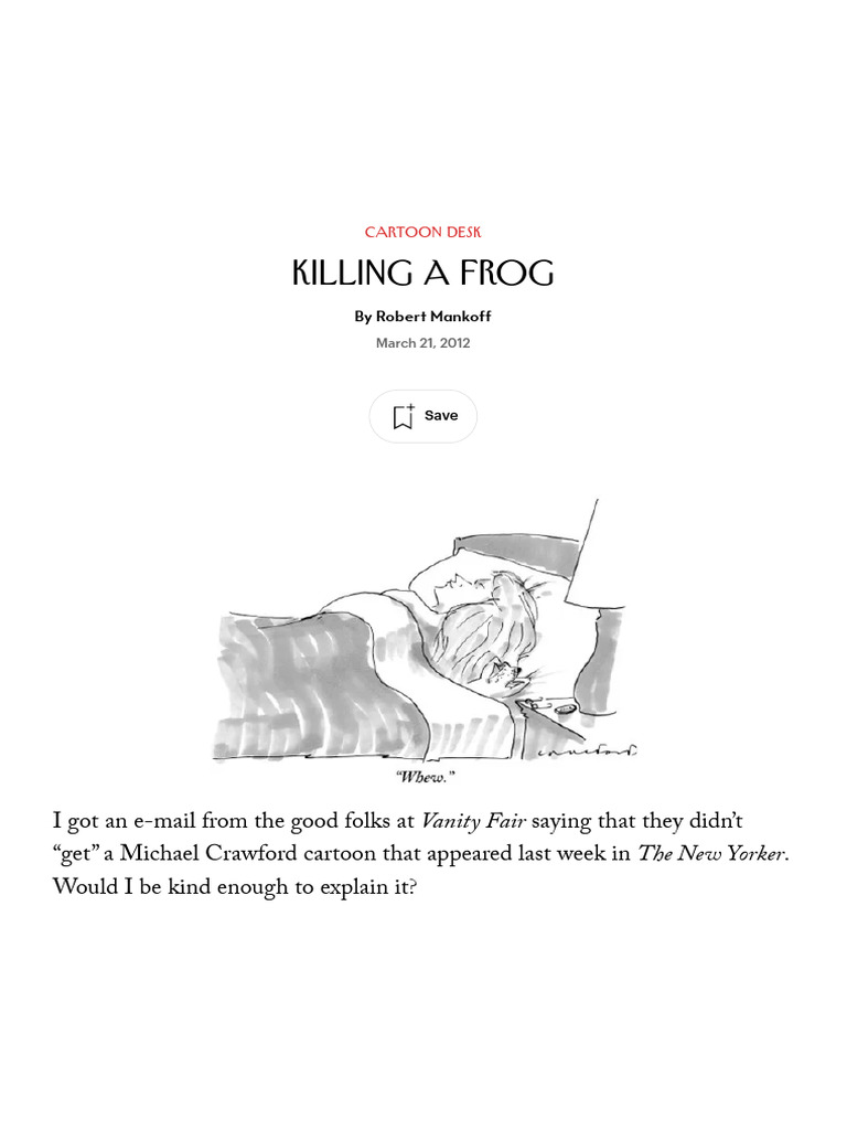 《纽约客》精选 - Killing a Frog | PDF | Humour