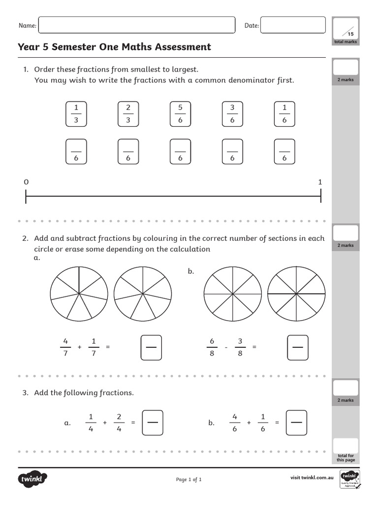 Year 5 Semester One Maths Assessment | PDF | Numbers | Mathematics