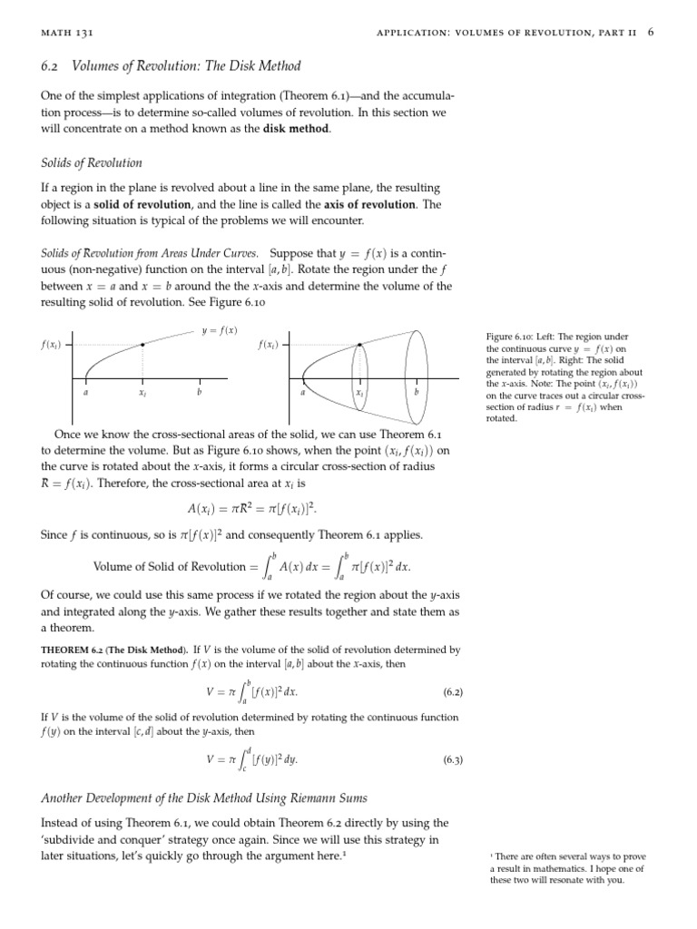 Disk Method | PDF | Mathematical Analysis | Geometry