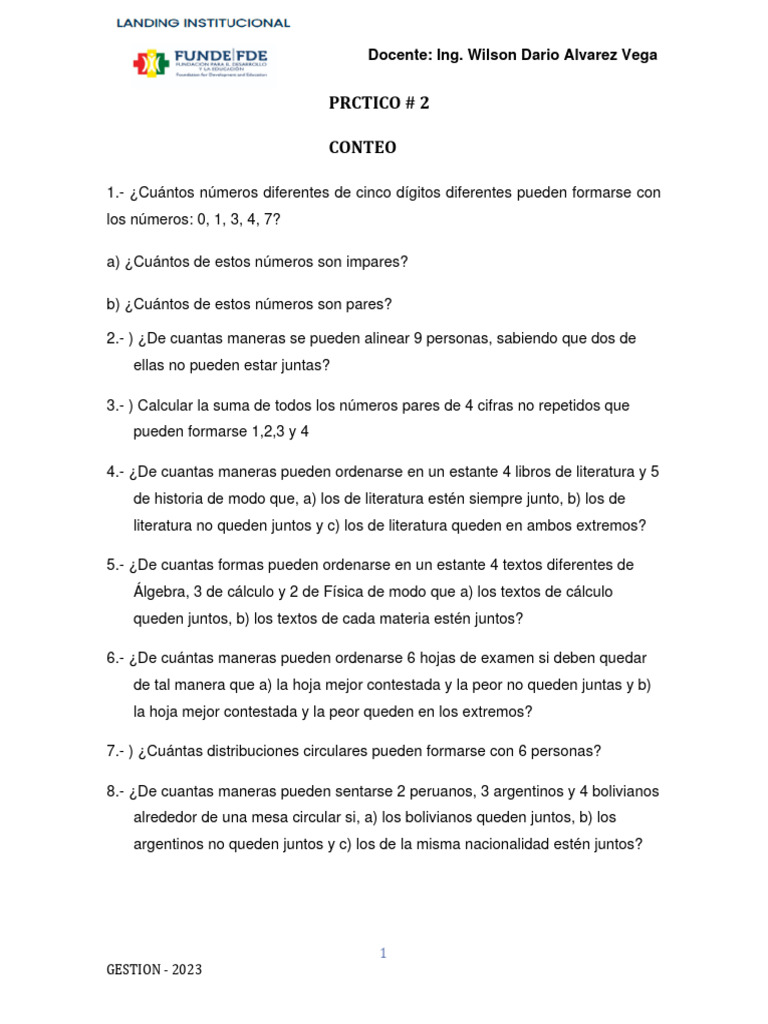 Practico 2 de Conteo 2023 | PDF