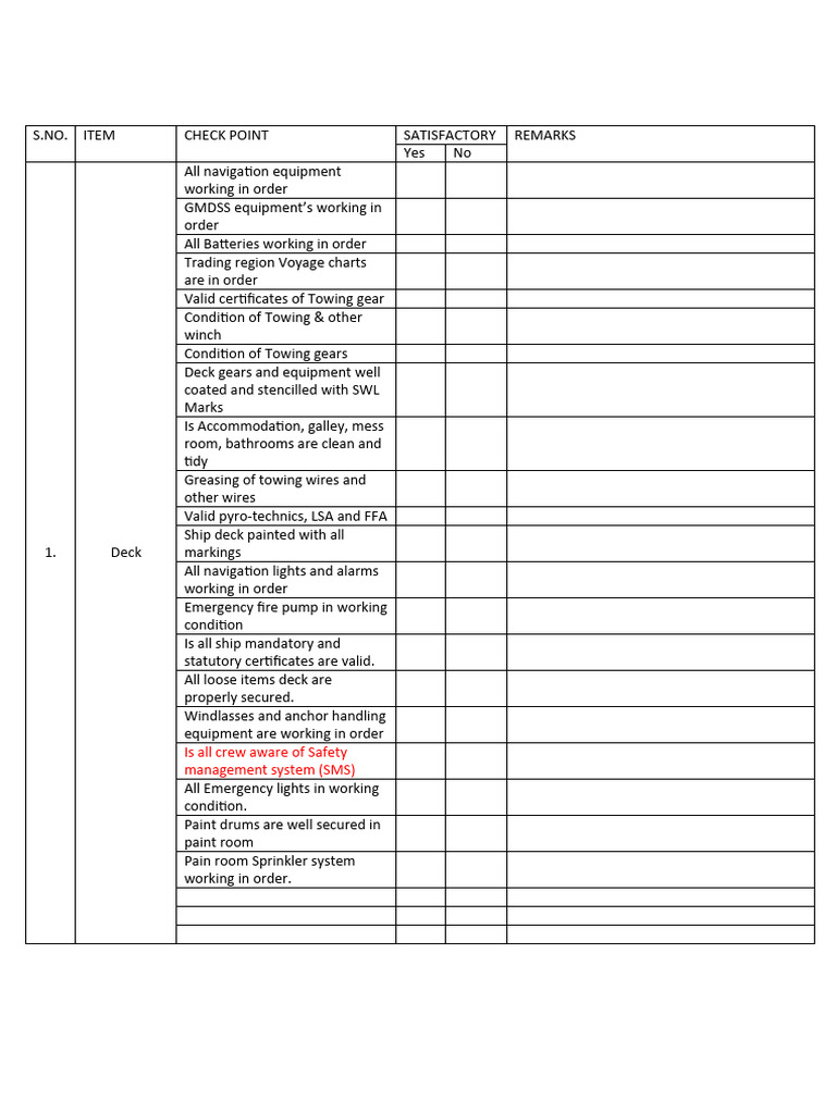 PMS Checklist | Download Free PDF | Pump | Equipment
