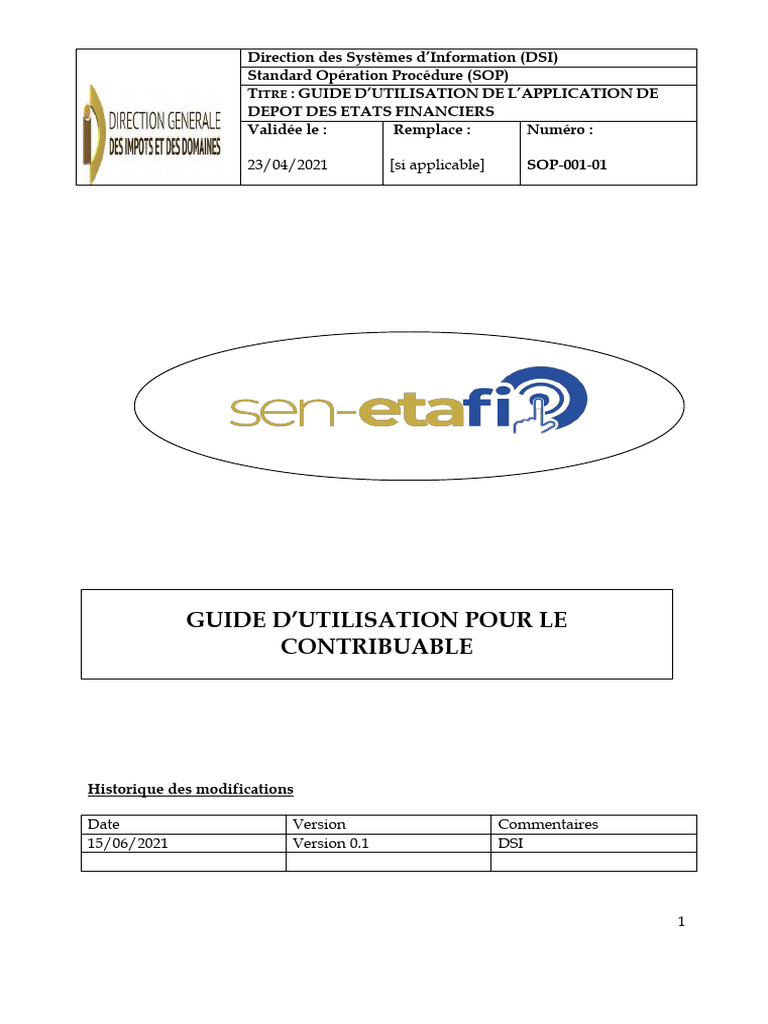 Sen-Etafi - Guide D'utilisation - Contribuable | PDF | Comptabilité | Impôts