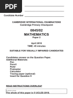 Cambridge Maths Primary Test | PDF | Teaching Mathematics | Science