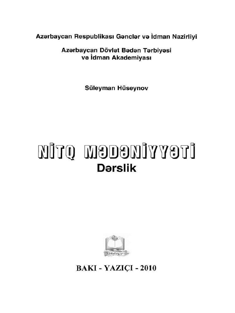 Nitq Mədəniyyəti | PDF