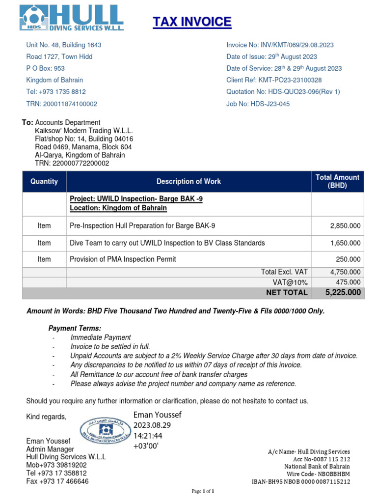 HDS-InV23-069 - Kaiksow Modern Trading (UWILD Inspection - BAK9) (S) | Download Free PDF ...