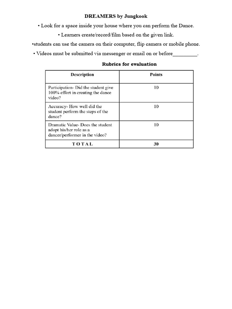 Dance Video Submission Guidelines | PDF