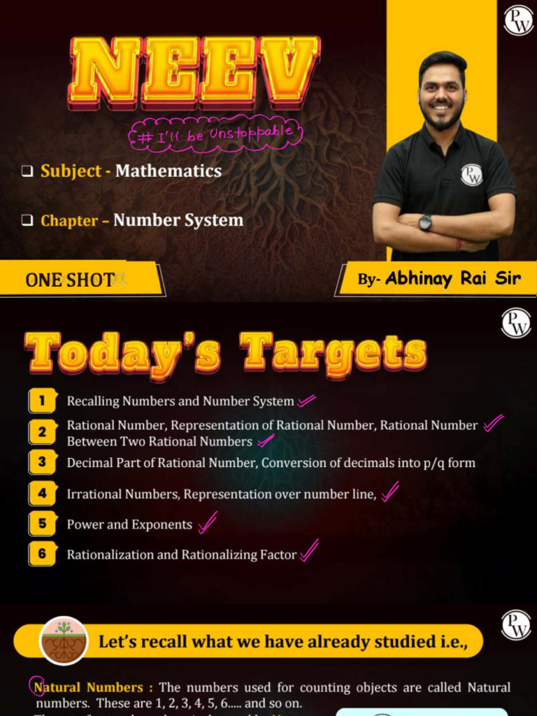 Lecture PPT 01 Number System Maths Neev Youtube Batch Abhinay Sir | PDF