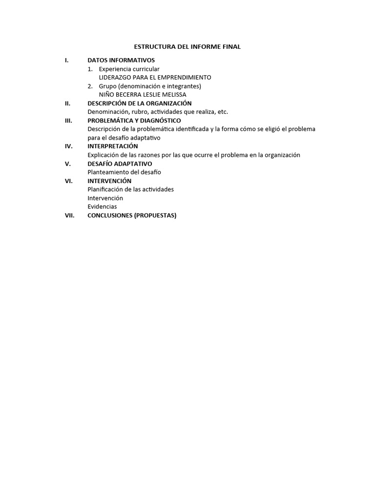 Estructura Del Informe Final | PDF