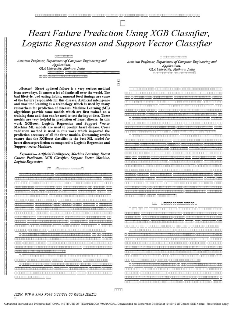 Heart Failure Prediction Using XGB Classifier Logistic Regression and Support Vector Classifier ...