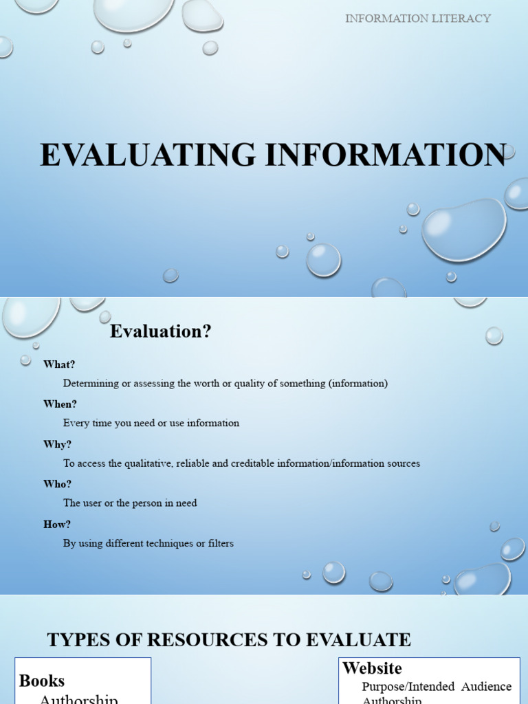 Evaluating Information | PDF