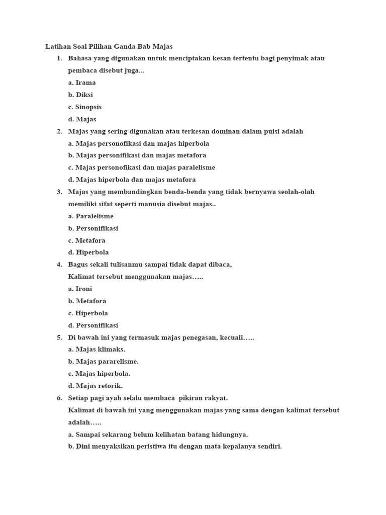 Soal Tentang Majas 2020 | PDF