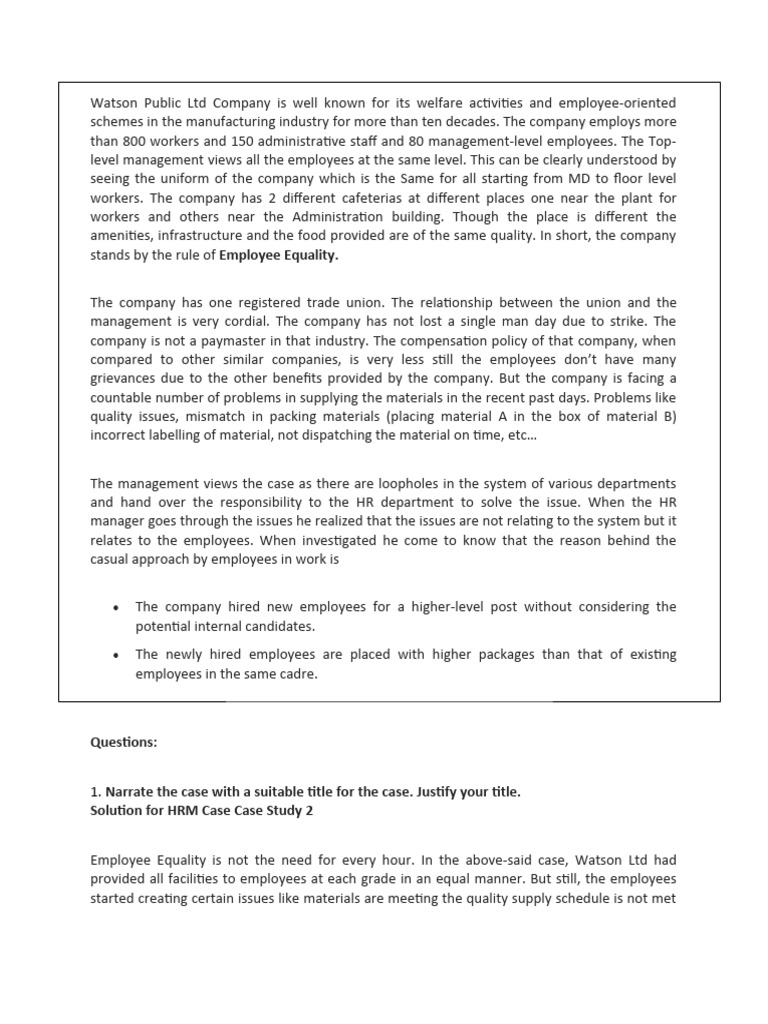 Case Study On Compensation Administration | PDF | Human Resource Management | Employment