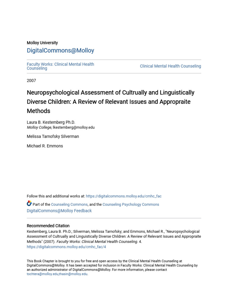 Neuropsychological Assessment of Cultrually and Linguistically Di | PDF ...