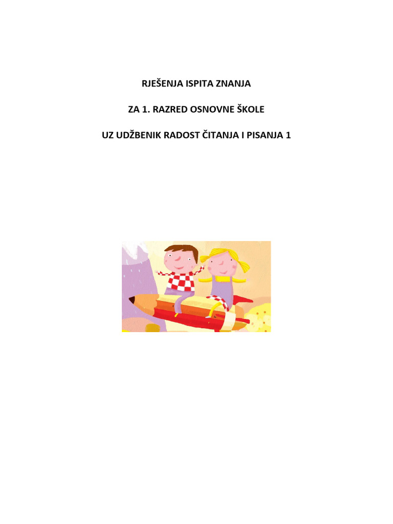 RJE ENJA ISPITA ZNANJA 1. Razred | PDF