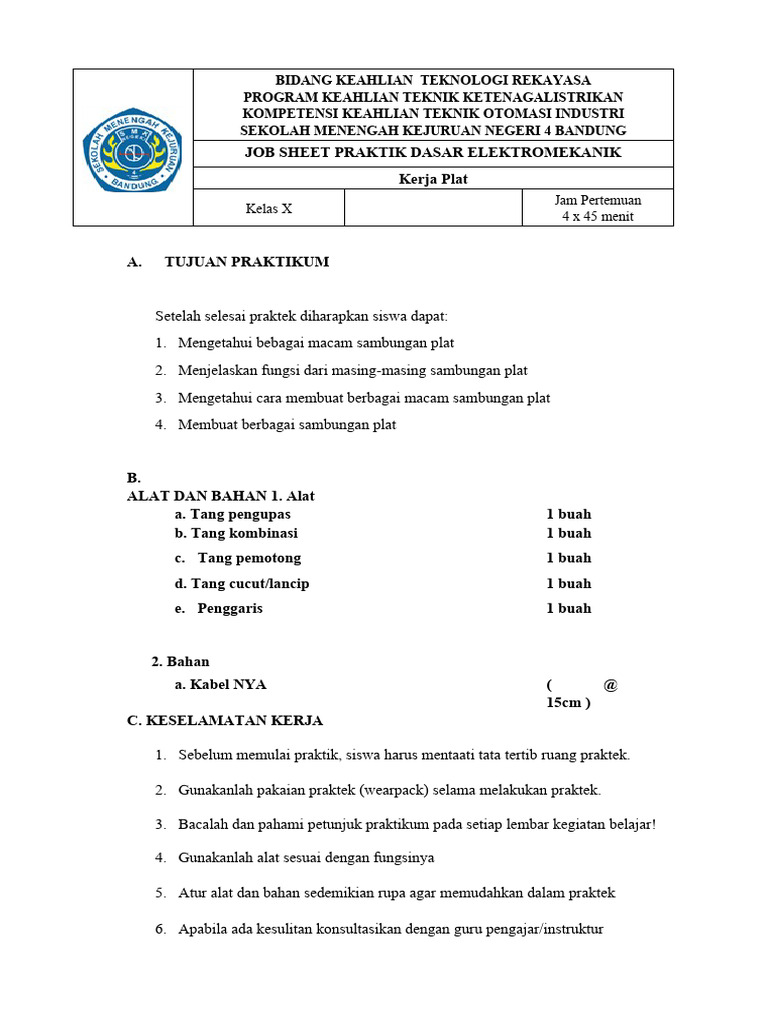 jobsheet%20plat | PDF