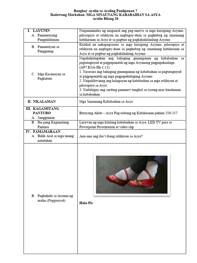 IKALAWANG MARKAHAN Aralin Bilang 20 MGA SINAUNANG KABABAIHAN SA ASYA | PDF