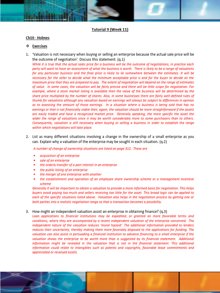 Tutorial 9 Solutions | Download Free PDF | Valuation (Finance) | Capital Asset Pricing Model