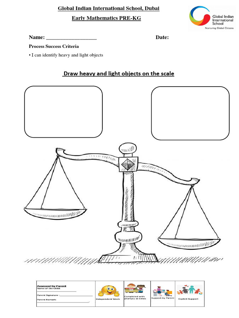 Heavy and Light Worksheet for Pre-KG | PDF | Computers