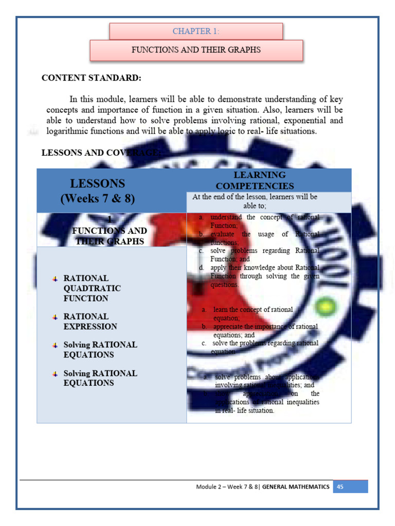 Gen Math Week 7 & 8 | PDF | Function (Mathematics) | Equations