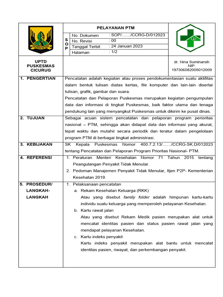 SOP-Pencatatan Dan Pelaporan PTM 2023 | PDF | Pengelolaan Keuangan & Uang | Sains & Matematika