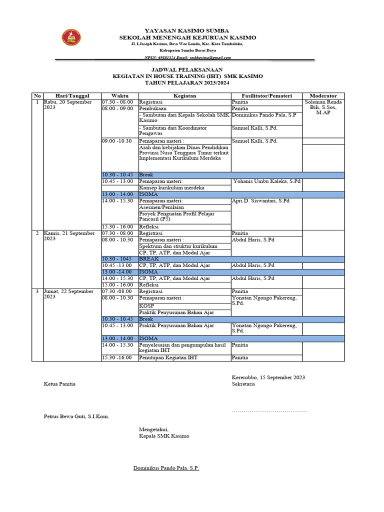 Susunan Acara Iht Ikm 2023 | PDF