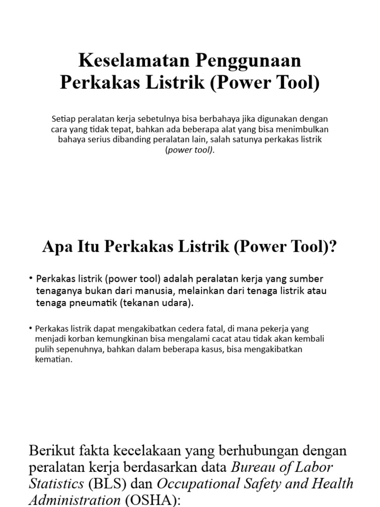 Keselamatan Penggunaan Perkakas Listrik (Power Tool) | PDF
