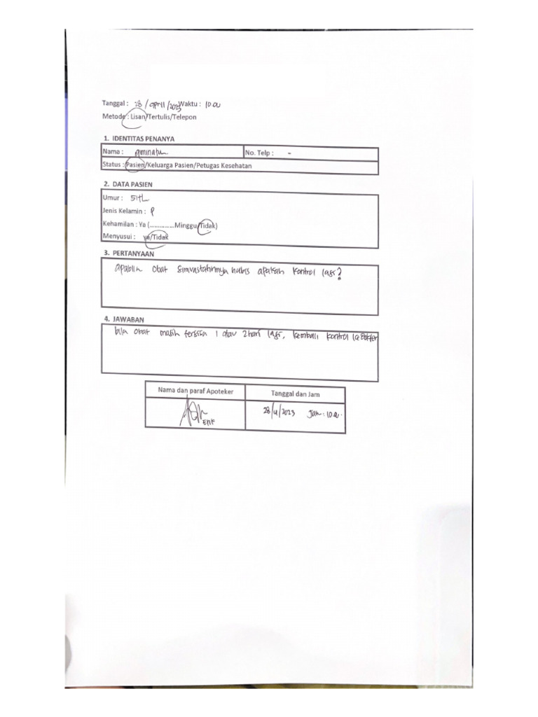 Form Dokumentasi Pio | PDF