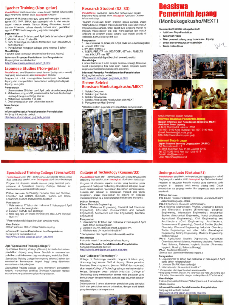 Beasiswa Pemerintah Jepang (Monbukagakusho MEXT) | PDF