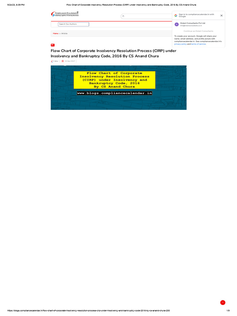 Flow Chart of Corporate Insolvency Resolution Process (CIRP) Under ... Flow Chart of Corporate Insolvency Resolution Process (CIRP) Under ...