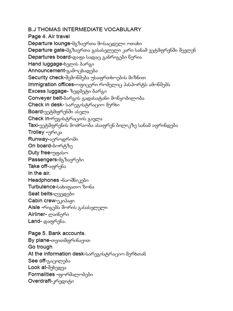 BJ Thomas Intermediate Vocabulary | PDF