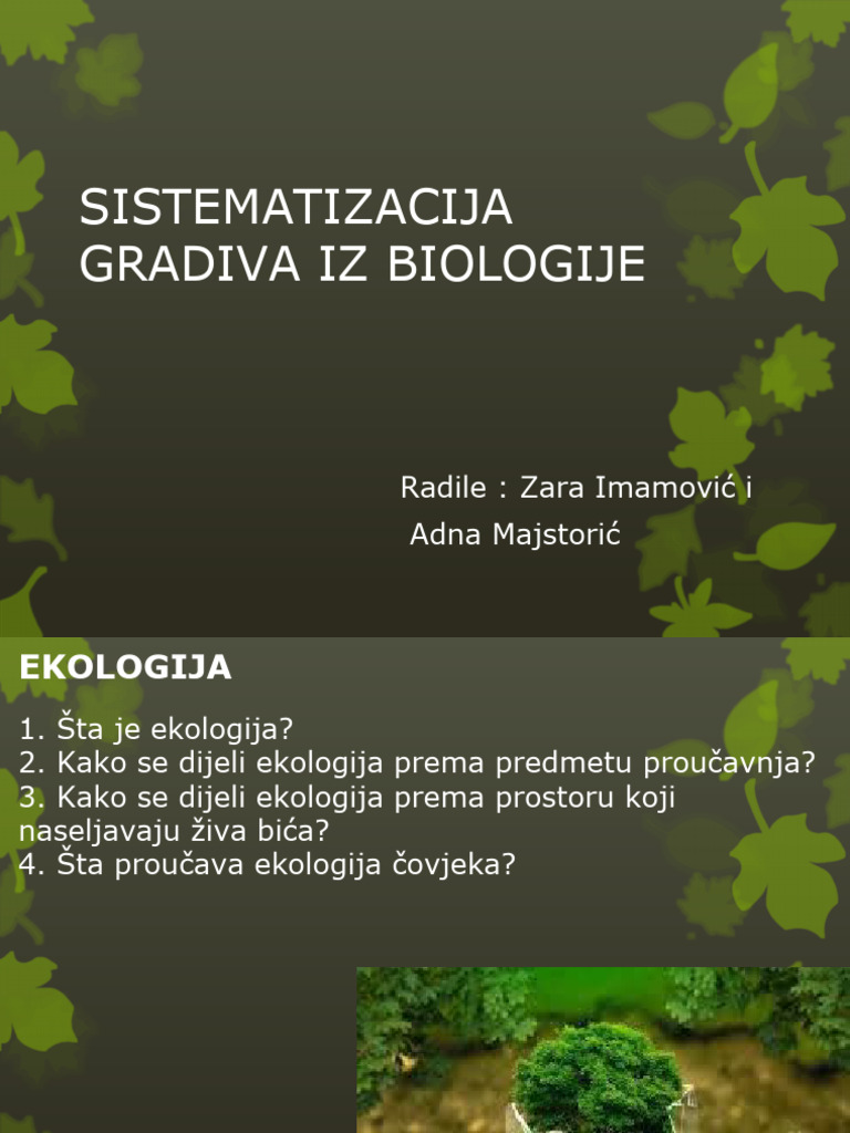 Sistematizacija Gradiva Iz Biologije | PDF
